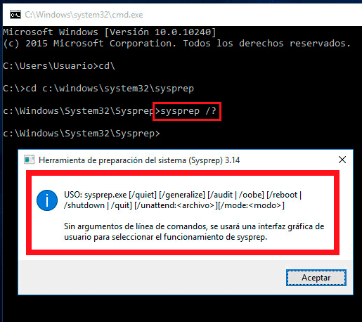 Pantallazos.es: Windows 10: Cambiar SID con SYSPREP