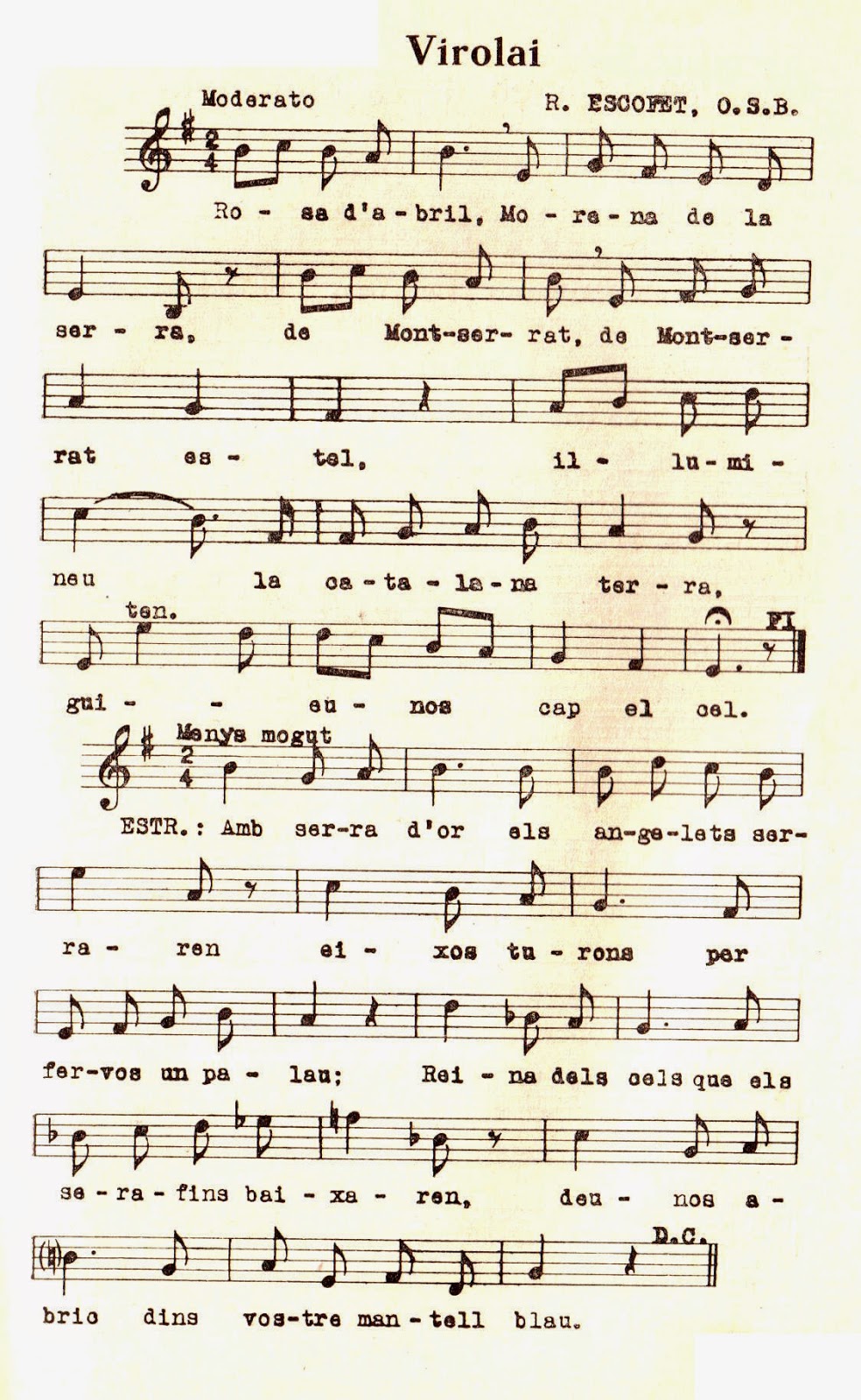 El Virolai, un himne a la Mare de Déu de Montserrat