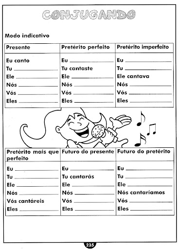 ATIVIDADES COM VERBOS EXERCÍCIOS IMPRIMIR . Língua Portuguesa ...