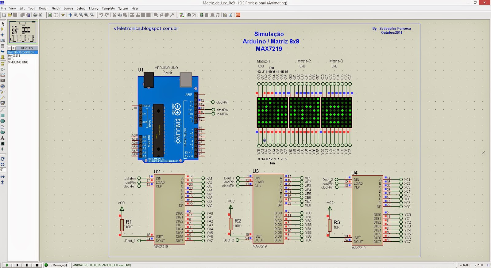 VF Arduino : Simulação no Proteus - Arduino controlando Modulo Matriz ...
