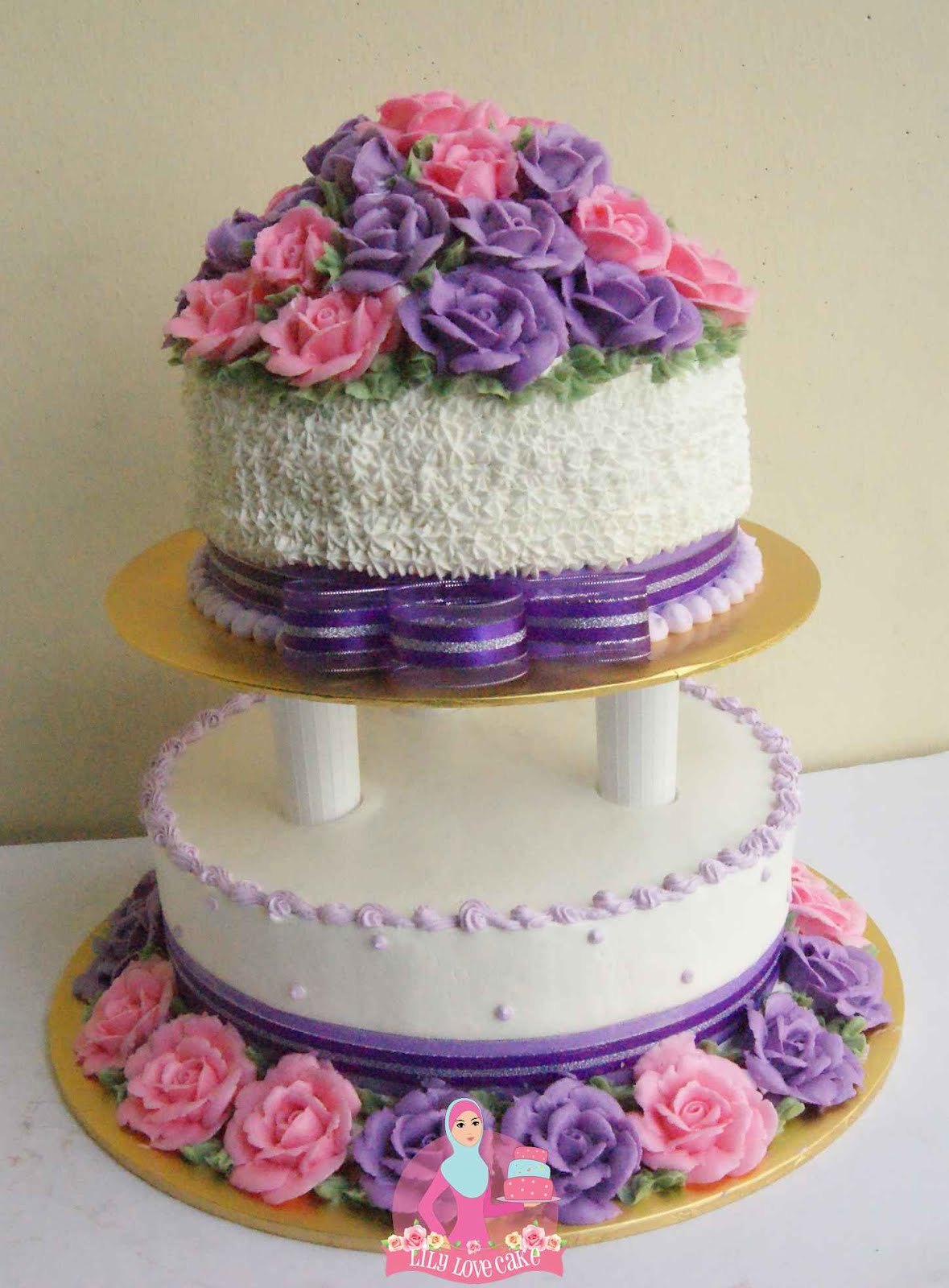 Kek Kahwin Pink & Purple :~Lily Love Cake