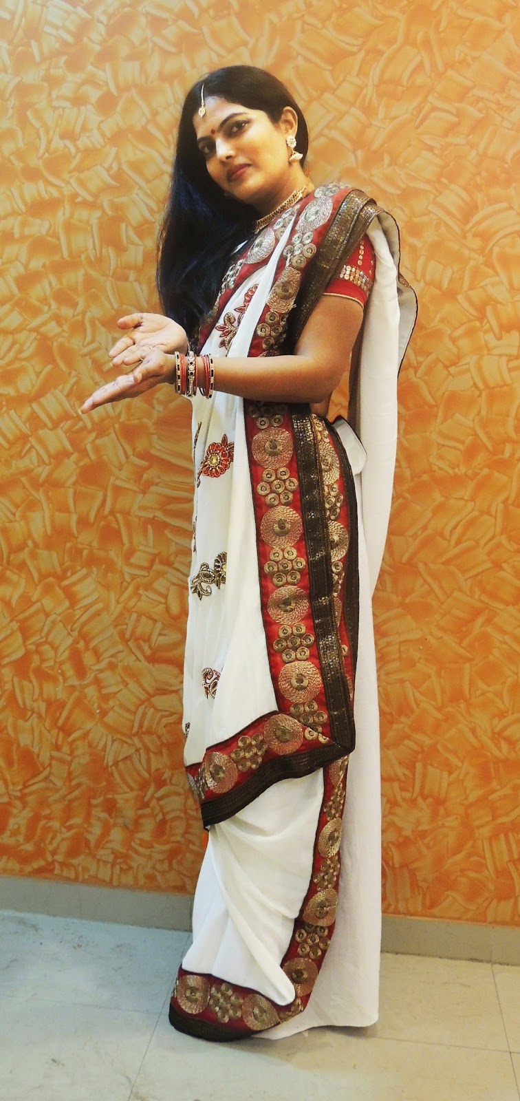 Rahasya Creations: White Saree with Red Border