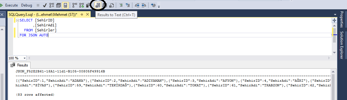 JSON Kullanımı (MS SQL)