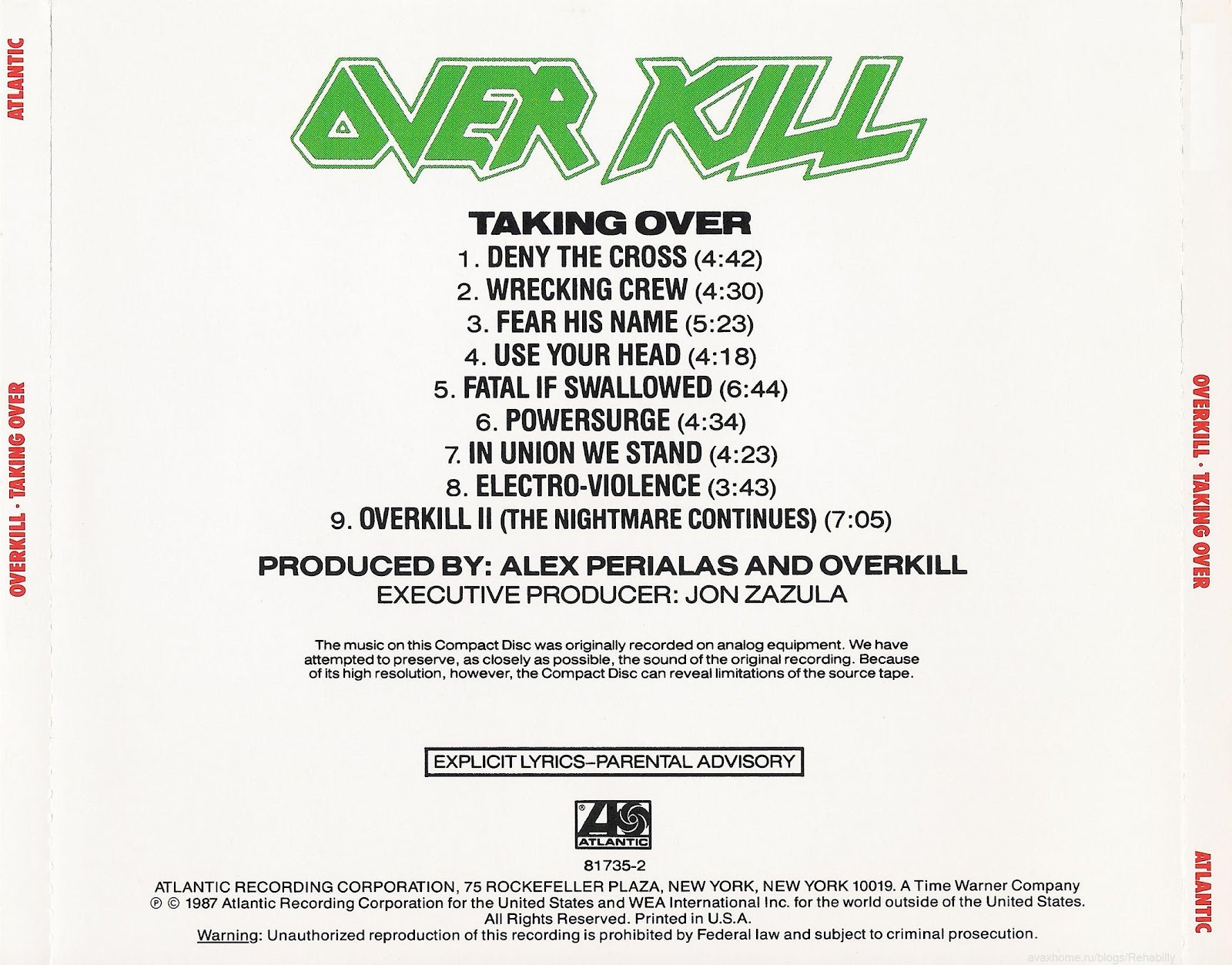 BlooD AnD HonoR MetaL: Overkill - Taking Over (1987)