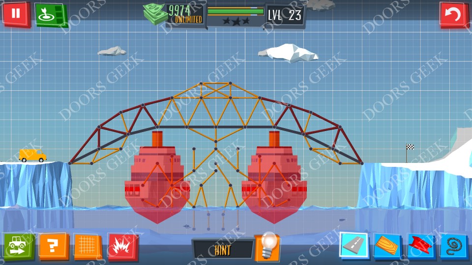 Build a Bridge! Level 23 Solutions ~ Doors Geek