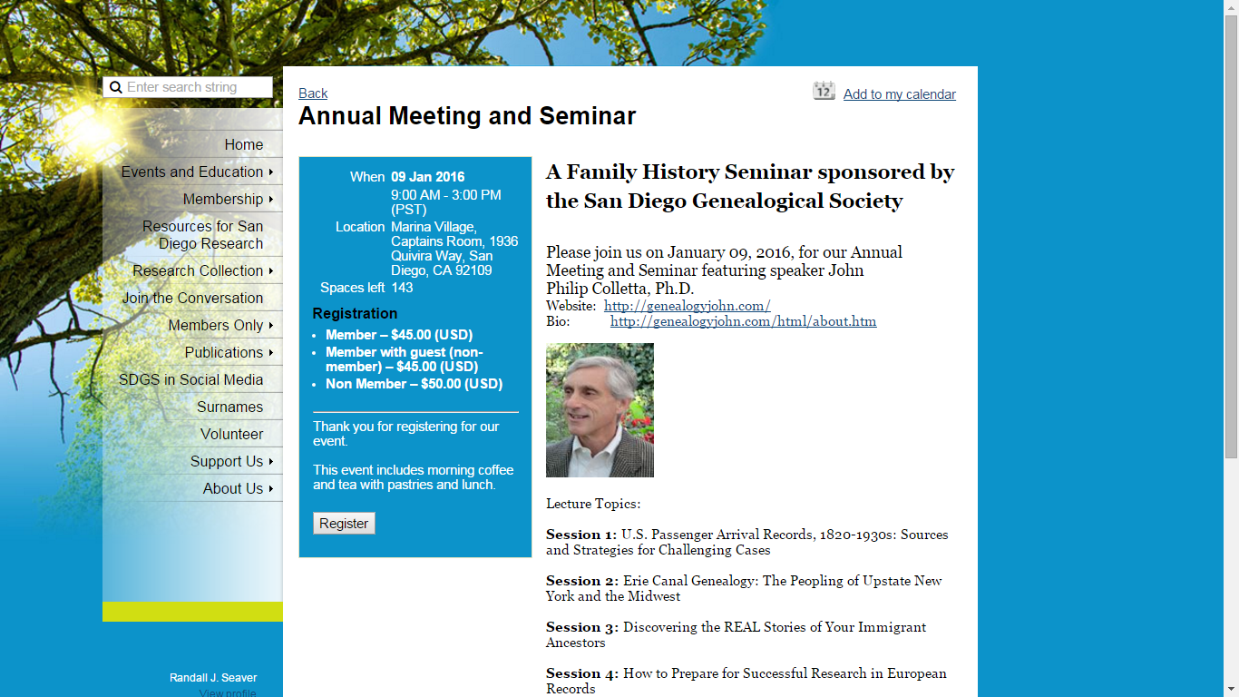 Genea-Musings: SDGS Family History Seminar on 9 January Features John ...