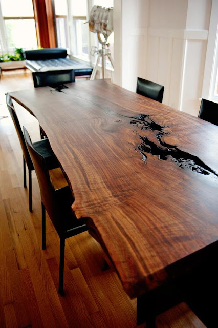 Chelsea Lyn: wood slab dining table by taylor donsker