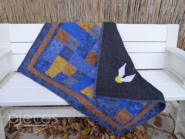 Pieces by Polly: Ravenclaw Blue and Bronze Quilt - Golden Snitch Quilt ...