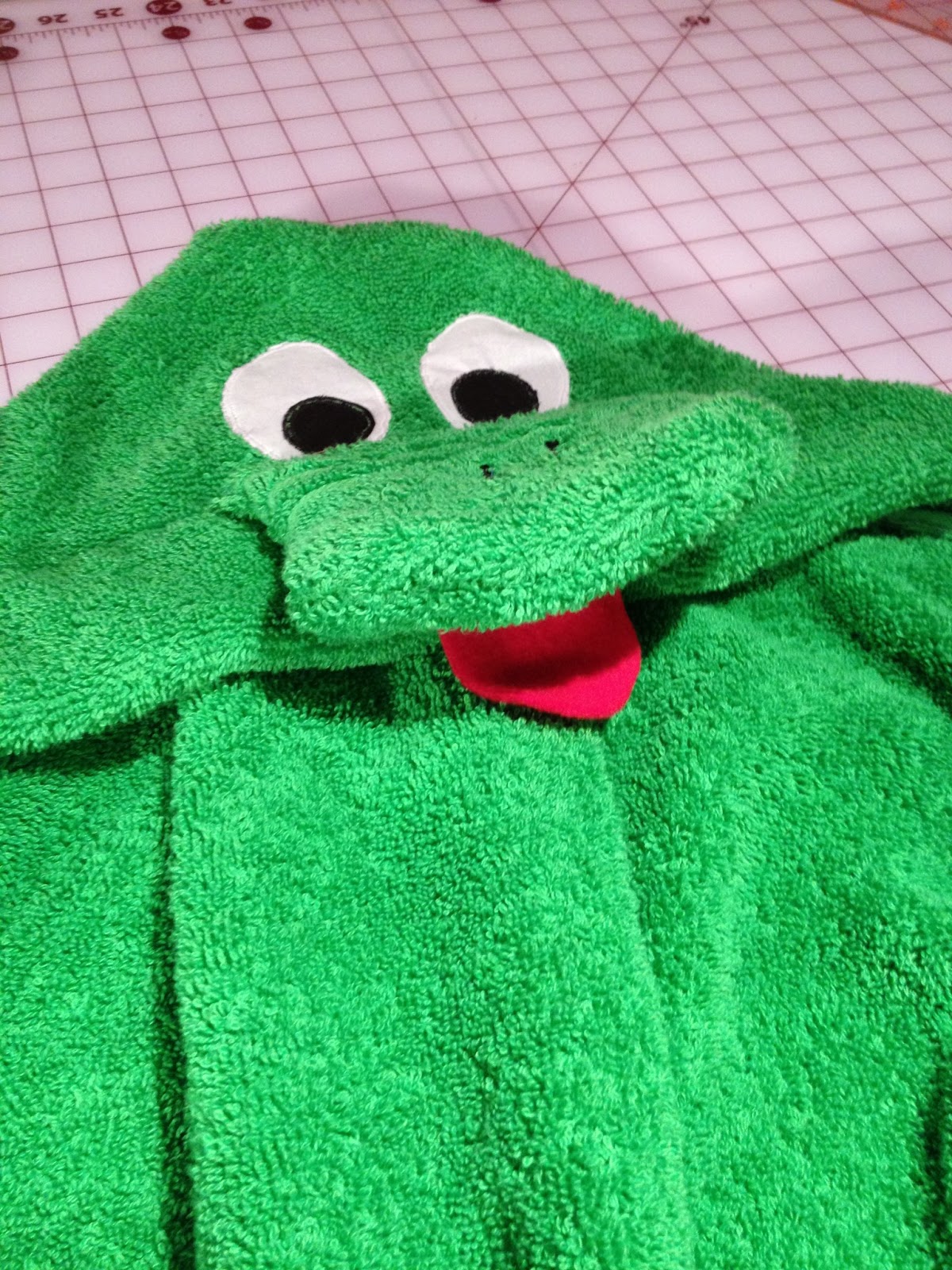 Deb9 Creations: Hooded Towel....Ribbet...Ribbet!