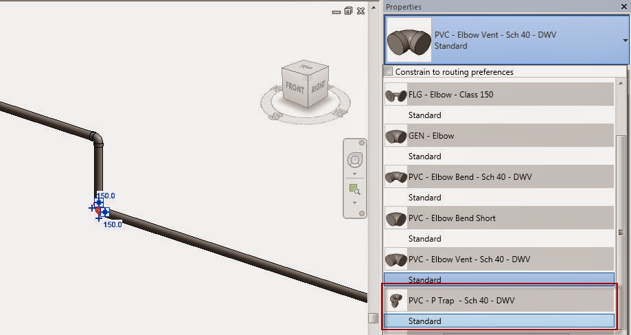 Engineering BIM: Elbow to P trap in Drainage System (Revit 2014)