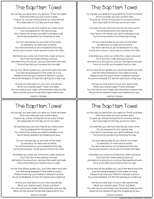 Life's Journey To Perfection: LDS Primary Aged Child Baptism Ideas