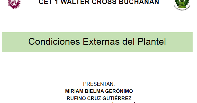ACCIÓN TUTORIAL EN EL CET 1 WCB, IPN: Condiciones Externas al CET 1 WCB