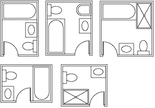 Basic bathroom layouts.
