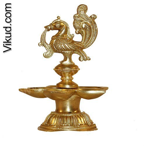 Illuminating Devotion: Brass Oil Lamps of Tamil Nadu for Daily Worship ...