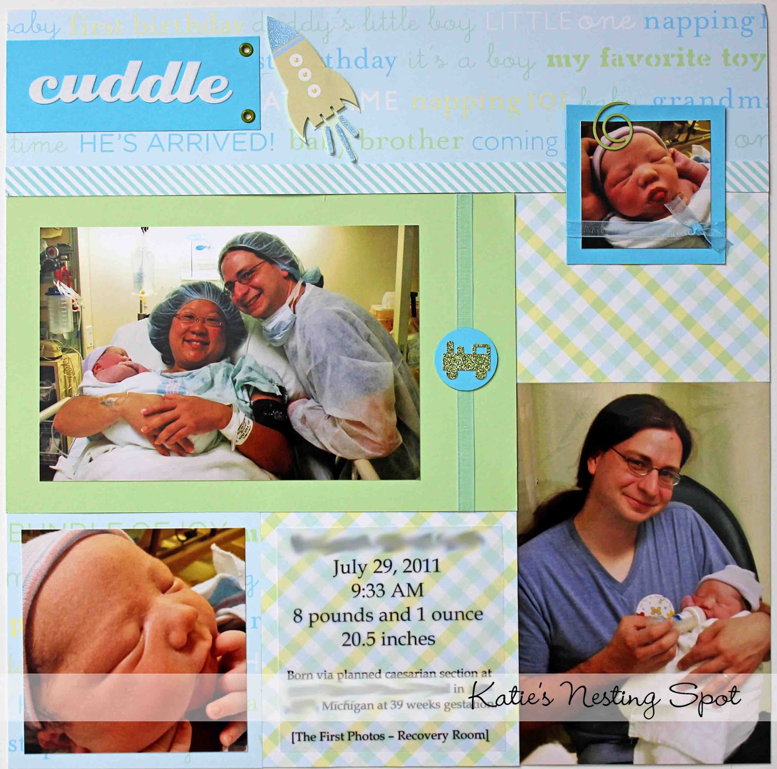 Katie's Nesting Spot: Newborn Scrapbook Pages: At the Hospital