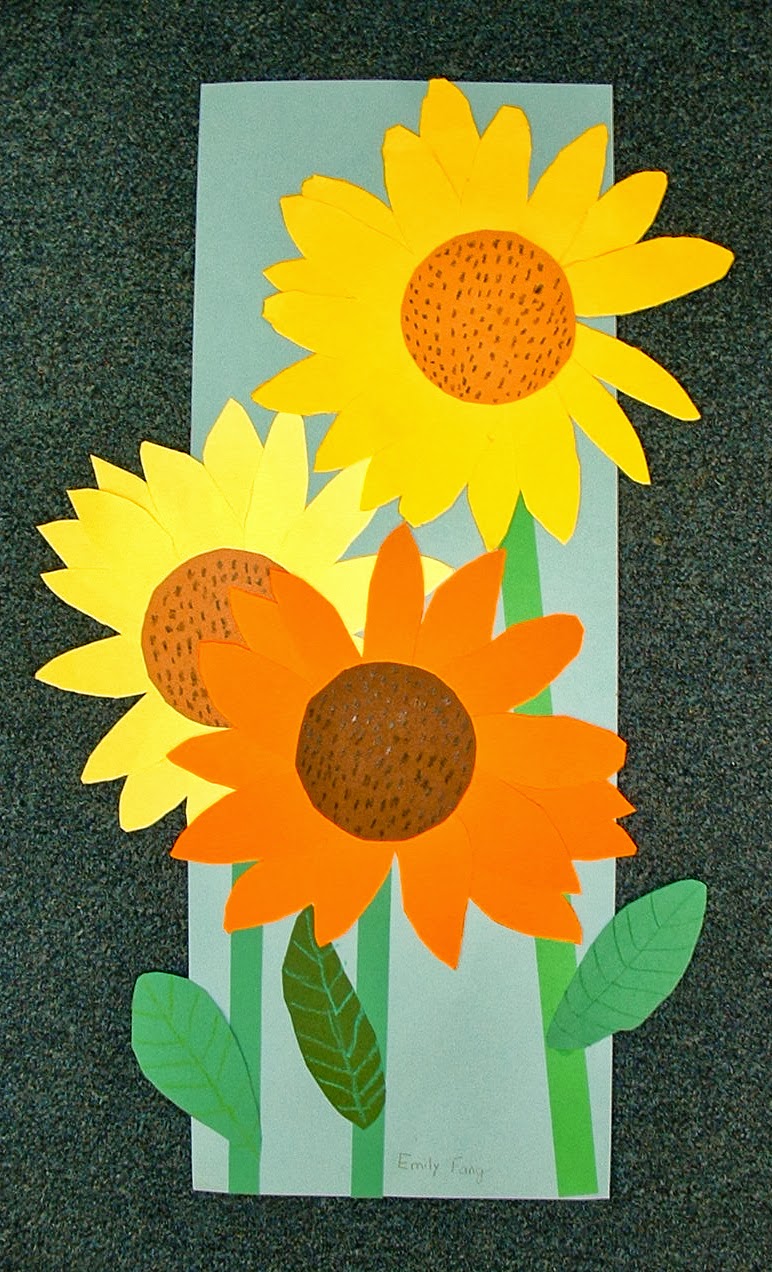 Mrs. Belton's Artists: Sunflower Collage, Grade1