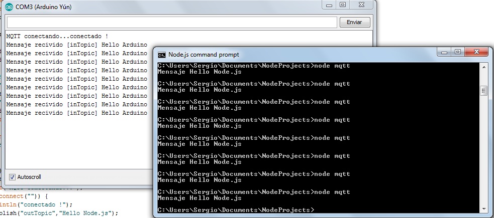 Arduino Yun + Node.js + MQTT