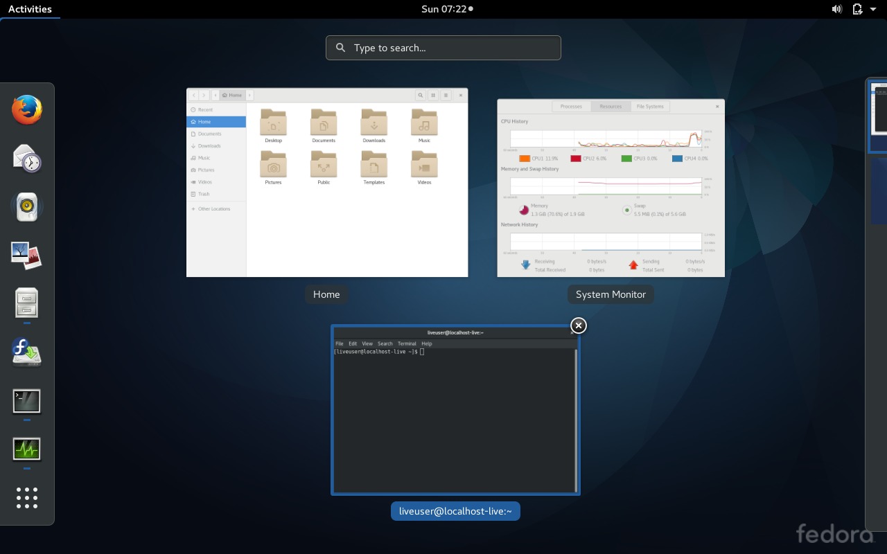 Fedora 25 Workstation screenshots