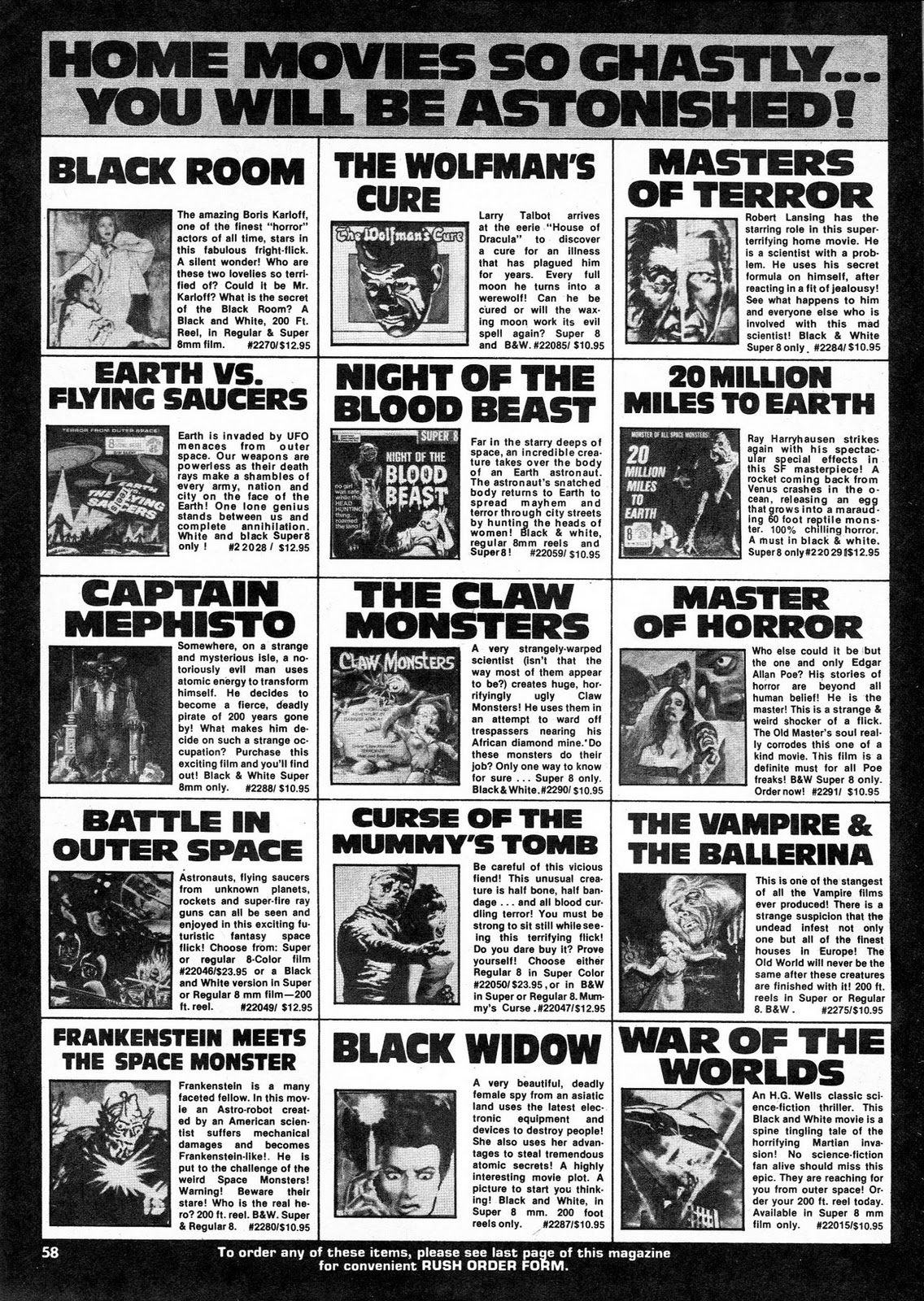 Vintage Horror Magazine Ads