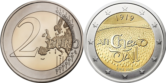 World Coin News: Ireland 2 euro 2019 - Centenary of the first meeting ...