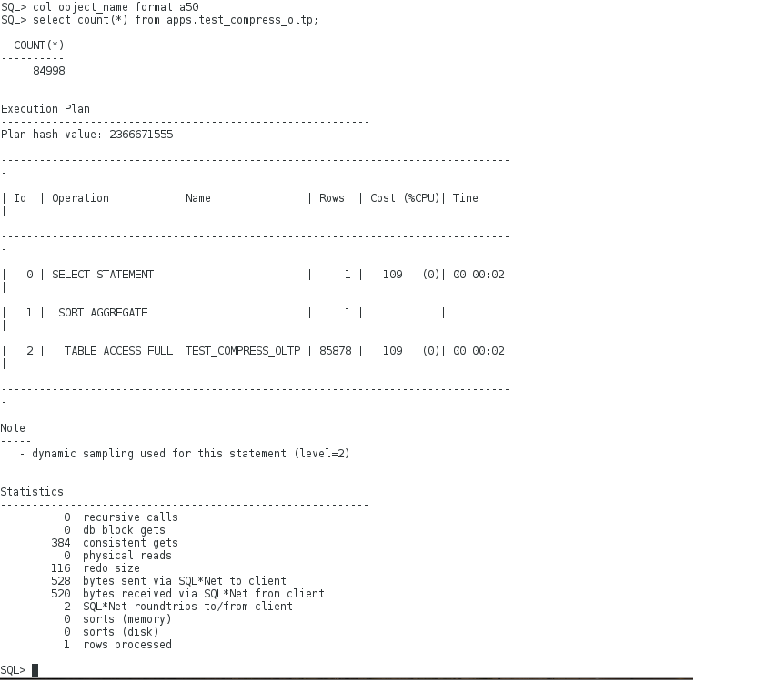Oracle Advance Compress的使用與限制