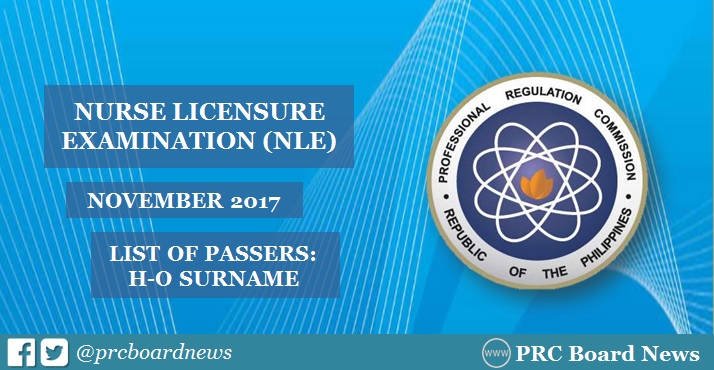 H-O Passers: November 2017 NLE nursing board exam results