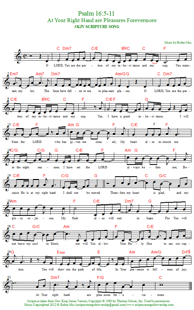 Scripture Songs For Worship Psalm 16 5 11 At Your Right Hand Are