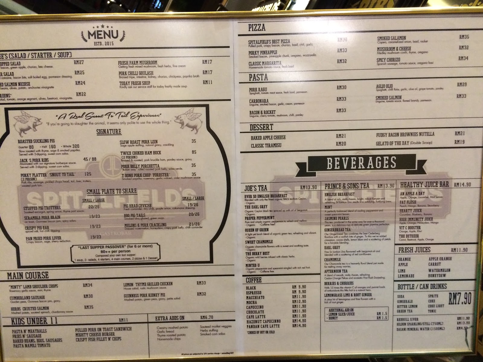 Onattycan: Spitalfields Gastrobar – 10 February 2016