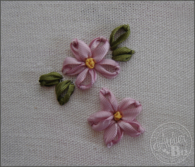 AtelierB12: Step by Step Silk Ribbon Embroidery - Pink flower
