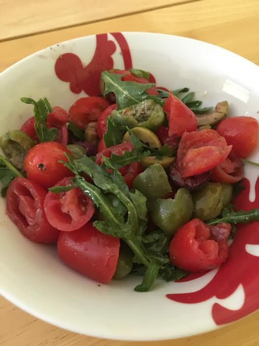My Year With The Naked Chef: Squashed Cherry Tomato & Smashed Olive Salad