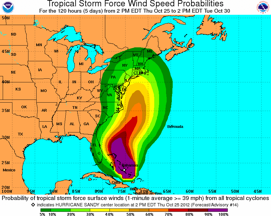 Jesse's Café Américain: Hurricane Sandy Track for the Next Five Days