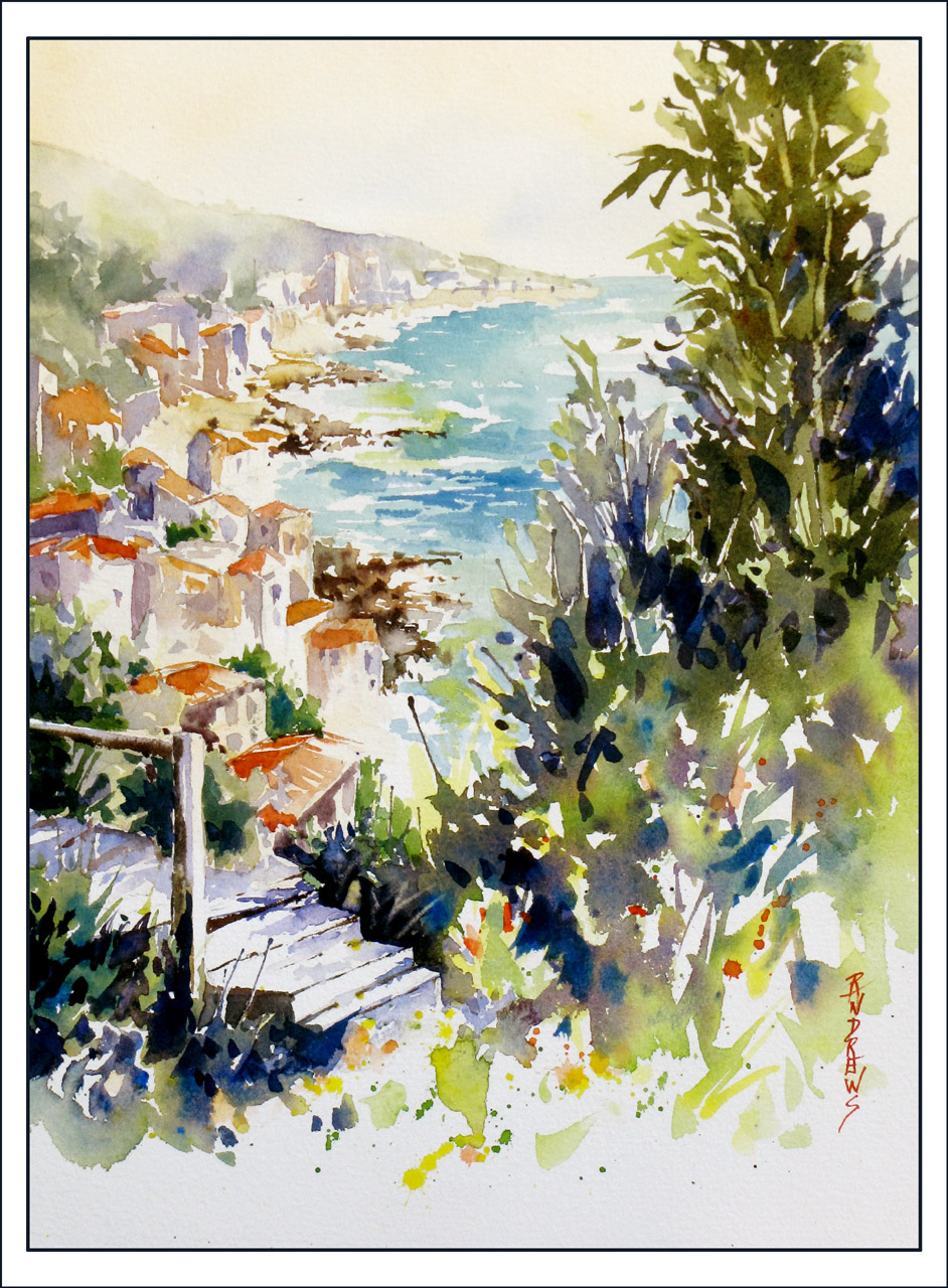 Rae Andrews : Whitewashed Vista...Watercolor..Texas Artist..Rae Andrews