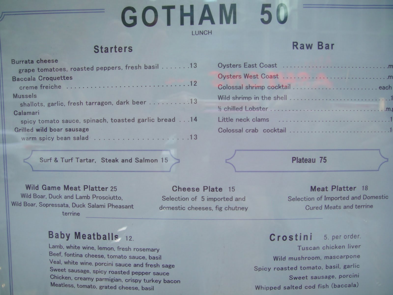 FOODYHOLIC'S Choice: GOTHAM 50 - 2-day old restaurant in NYC