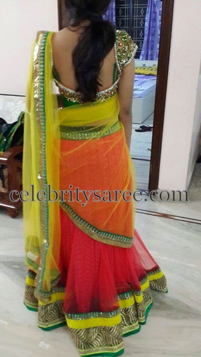 Green Deep Back Neck Blouse - Saree Blouse Patterns