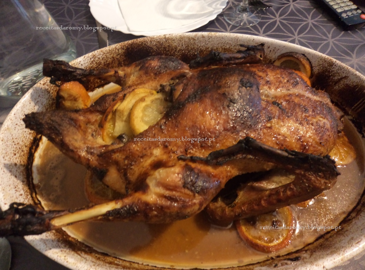 Pato assado com molho citrico e champanhe