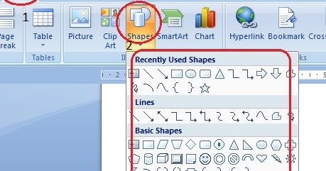 MENGGUNAKAN MENU INSERT SHAPE PADA MS.WORD