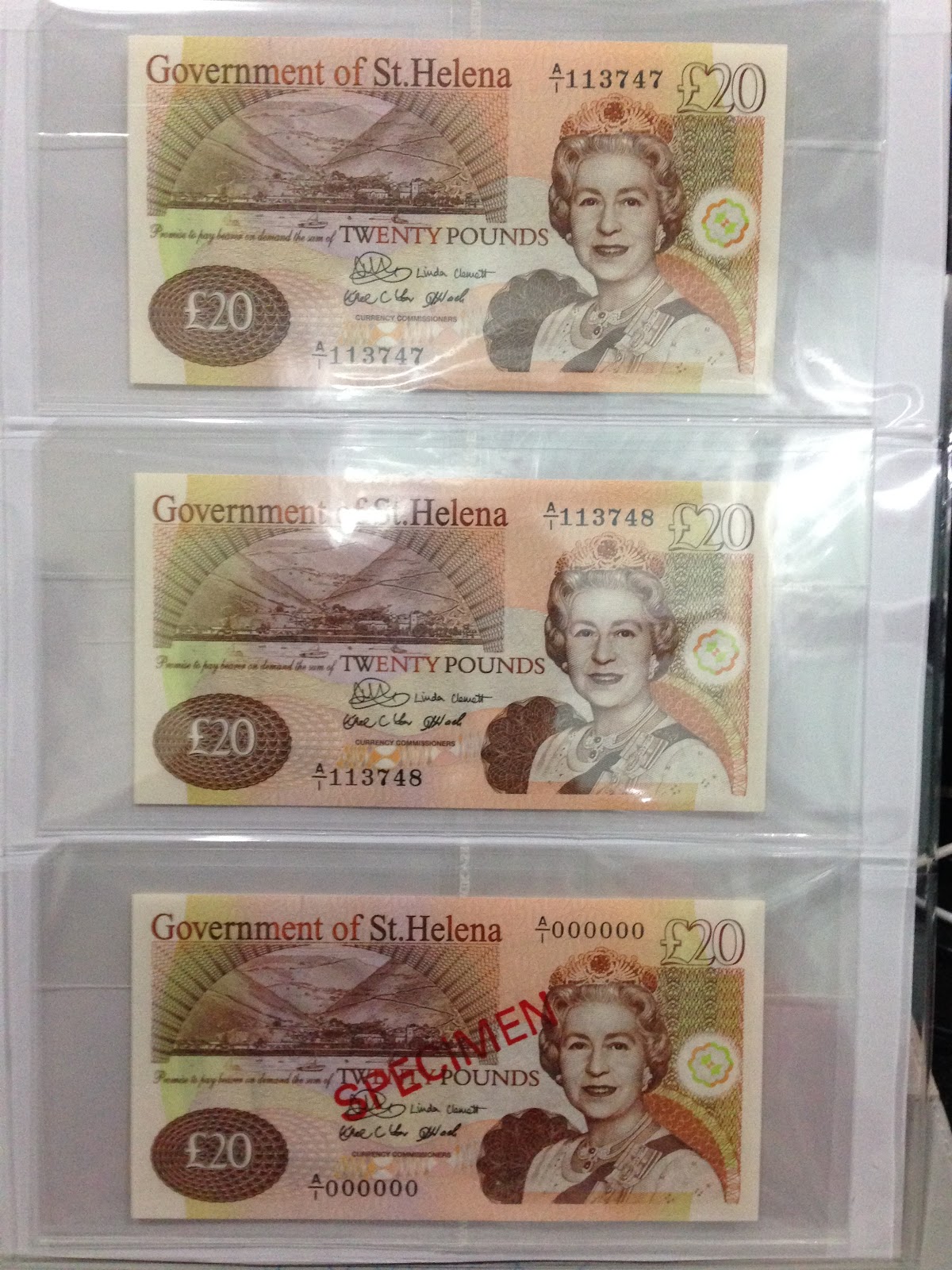 My Banknote Blogspot: Saint Helena 10 & 20 Pounds Specimen