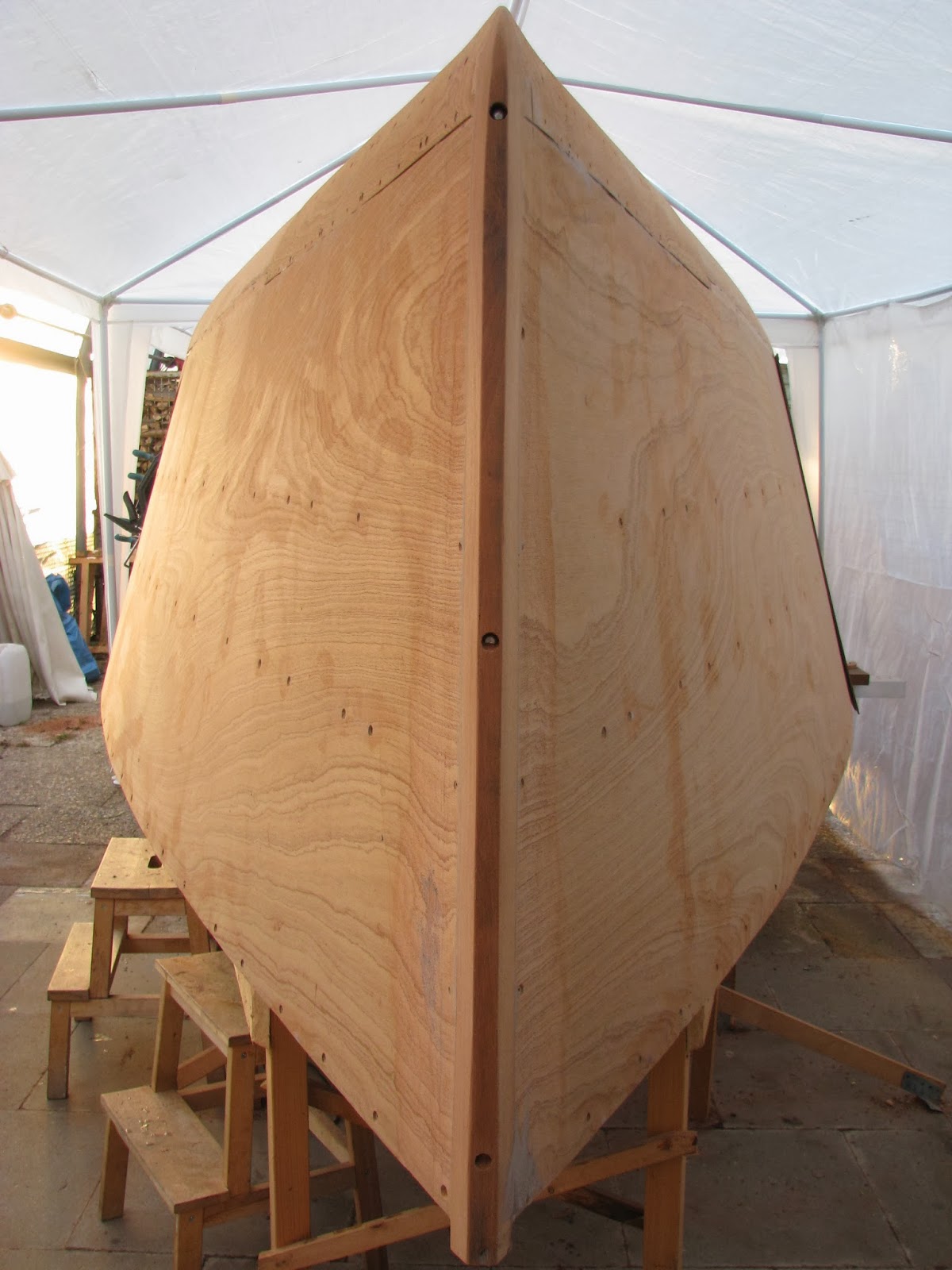 Plywood Boat Building Blog: Stem Timber Attached