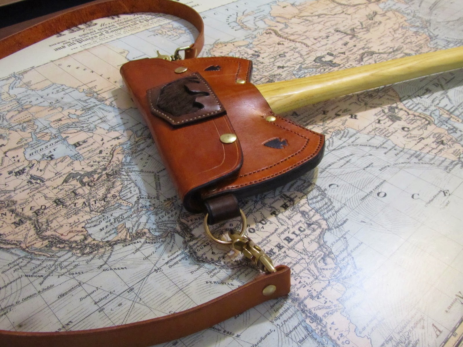 Black Forest Bushcraft: Double Bit Axe Custom Sheath with Buffalo Hide ...