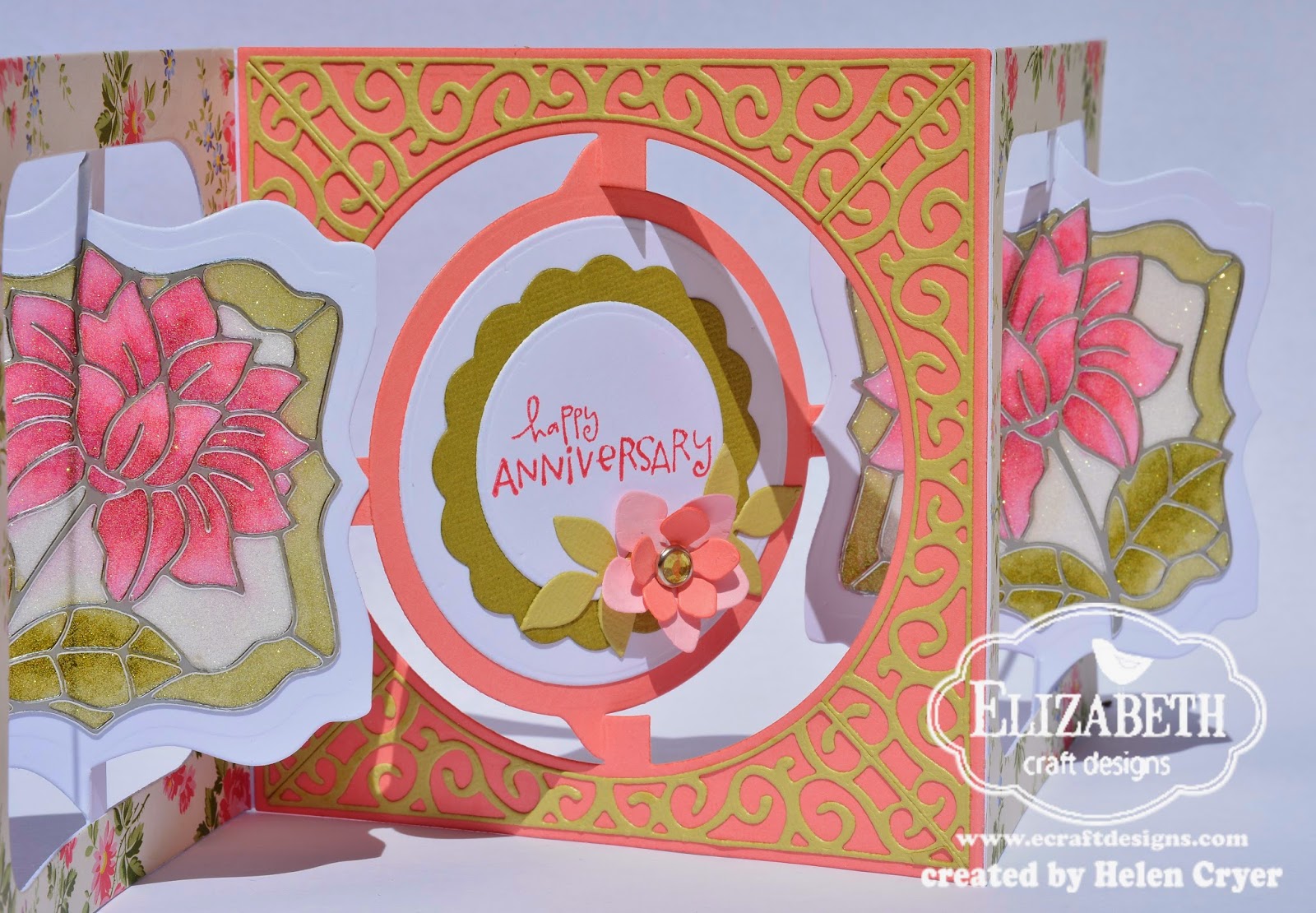 The Dining Room Drawers: Fancy Flower Labels Accordion Card