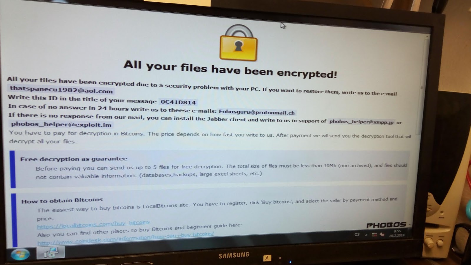 Odborná počitačová pomoc: Virus all file data encrypted, all your files ...