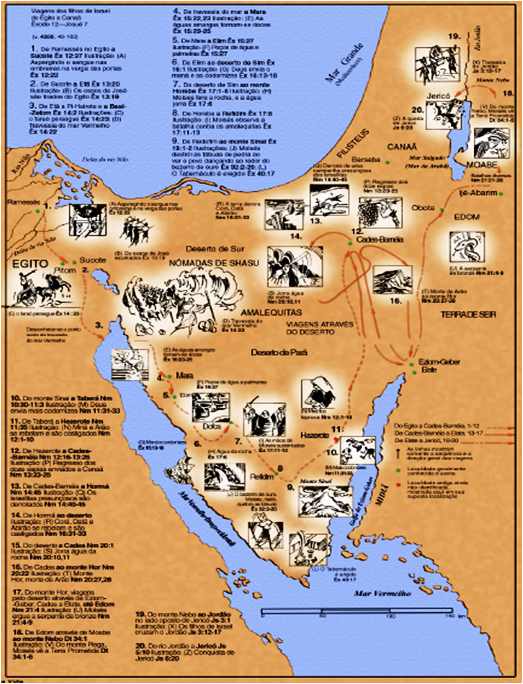 Jornadas dos Filhos de Israel no Êxodo - Mapas Bíblicos
