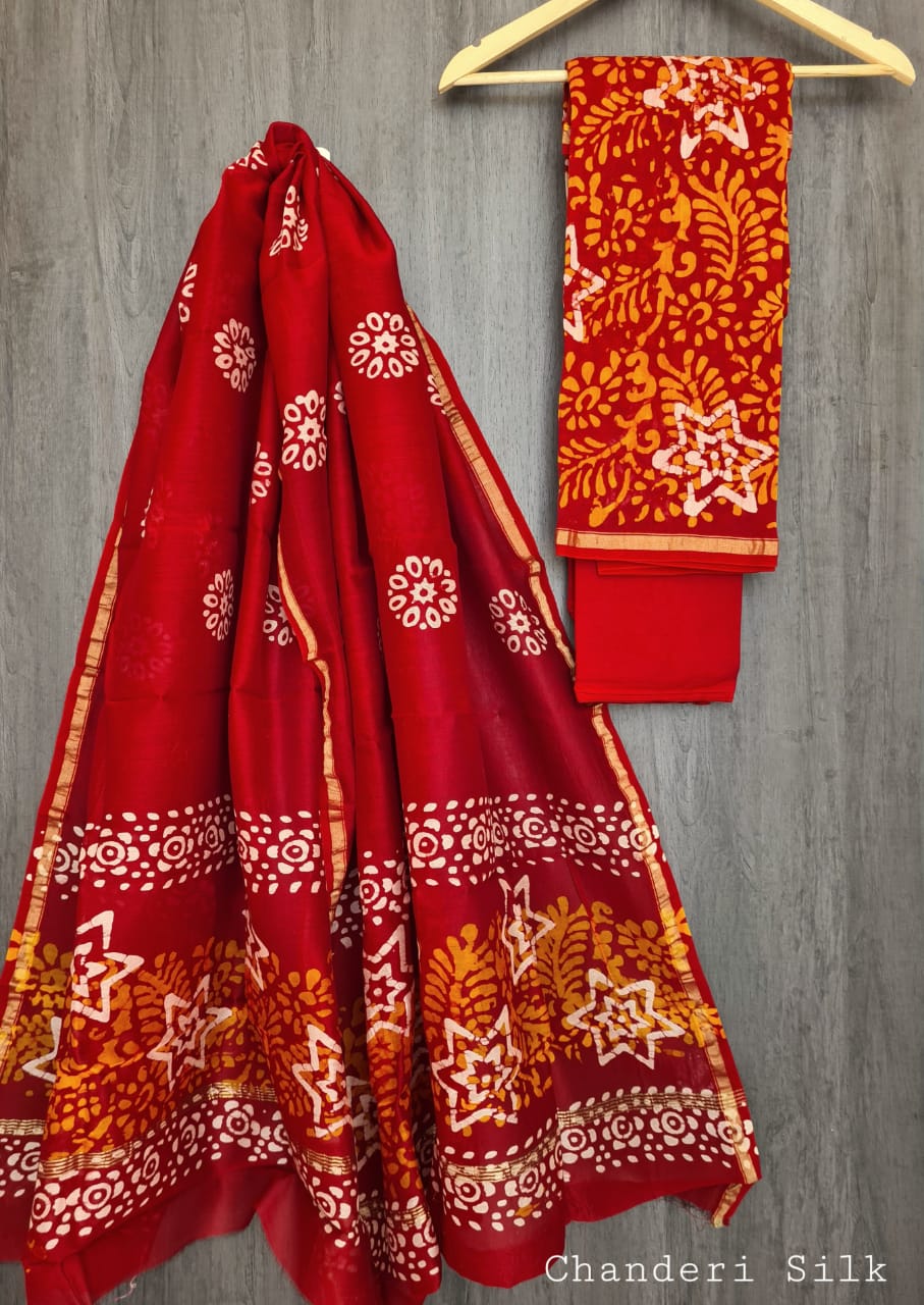 Chanderi silk dress materials