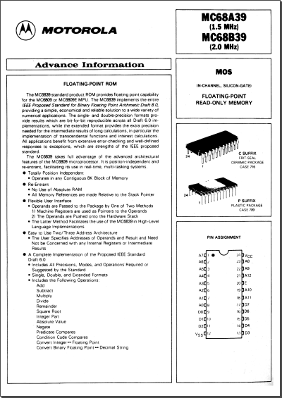 Jeff Tranter's Blog: A 6809 Single Board Computer: The MC6839 Floating ...