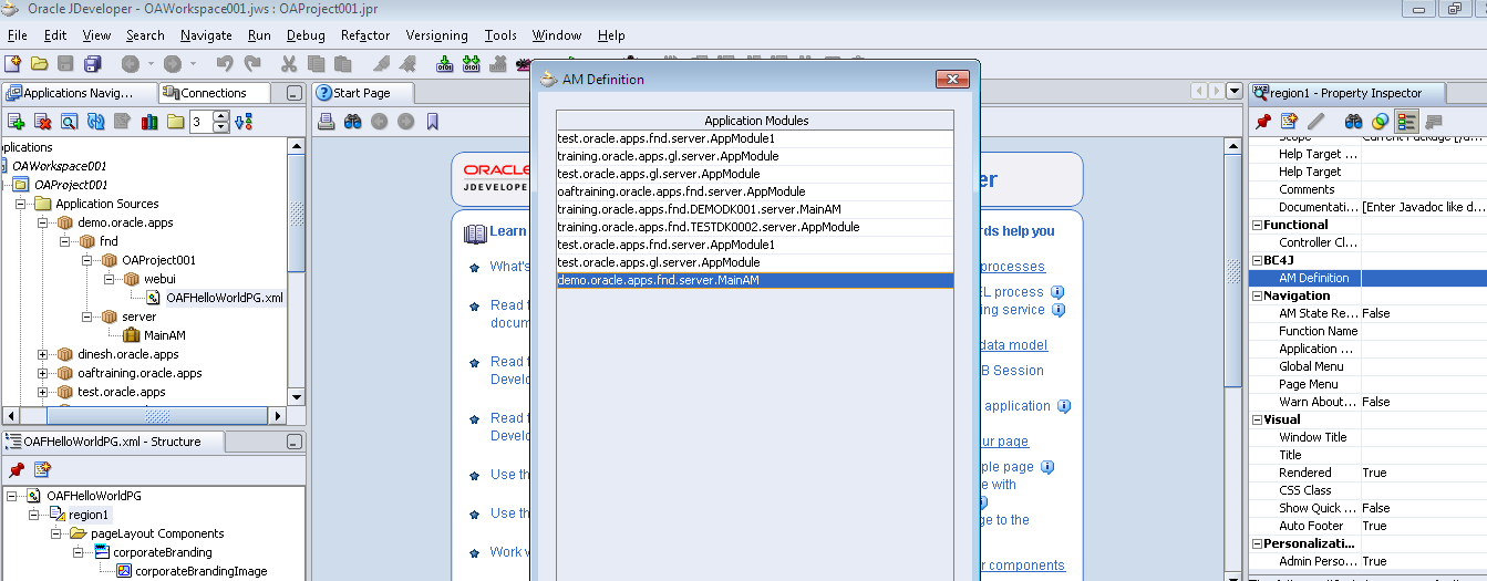Oracle EBS, Fusion and OIC: Creating Hello World OAF Page