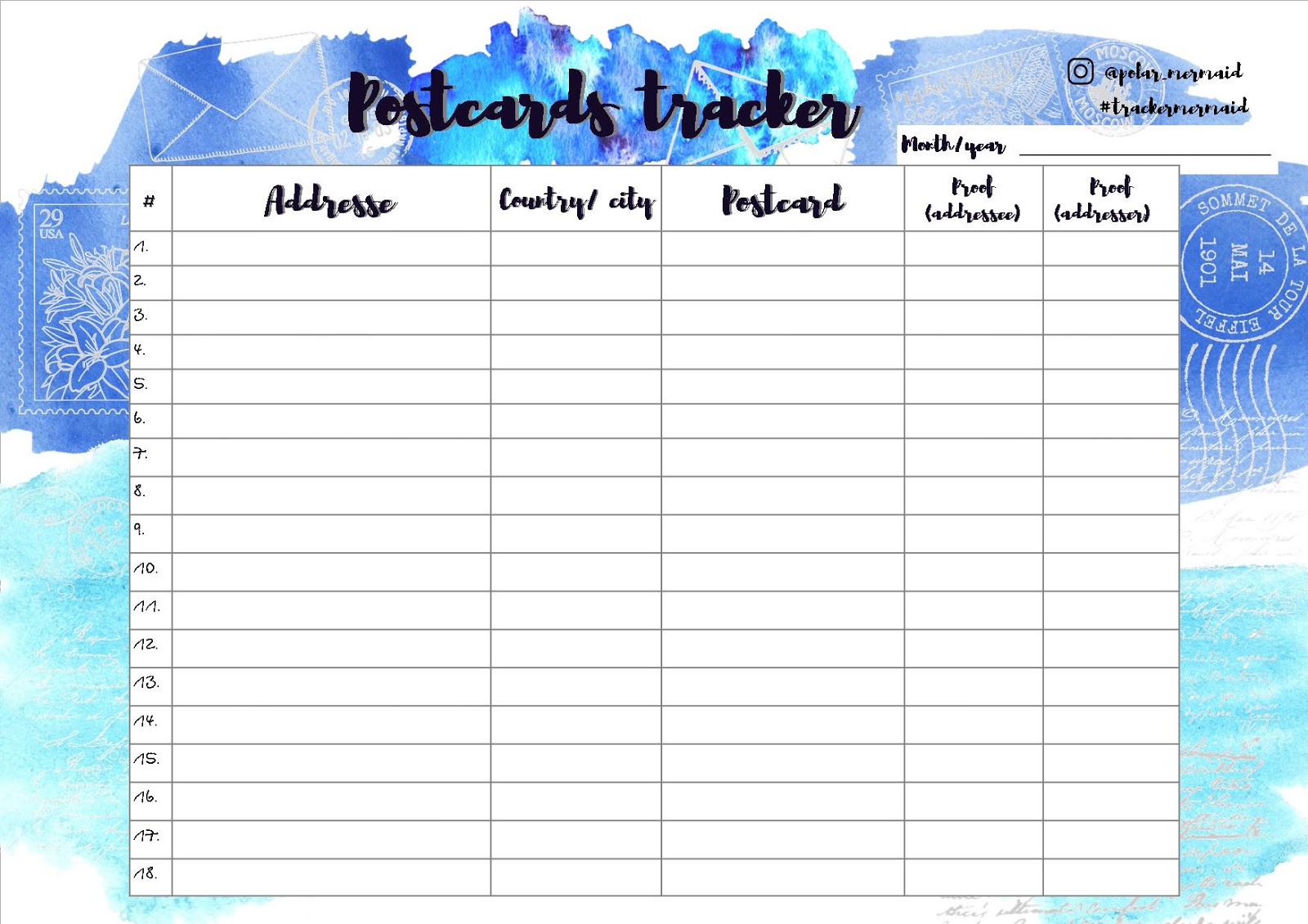 Postcrossing trackers