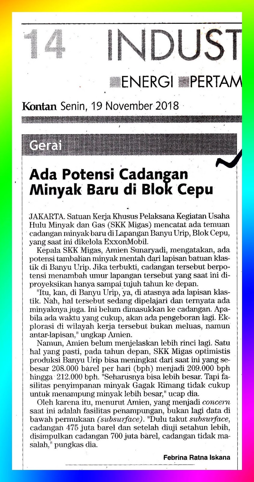 There is a Potential for New Oil Reserves in the Cepu Block