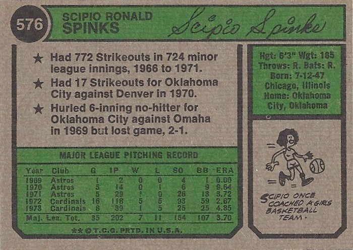 1974 Topps - Pennant Fever: #576 - Scipio Spinks