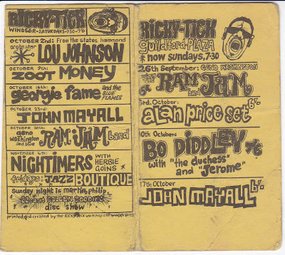 Monkey Picks: RICKY TICK CLUB, WINDSOR. COLLECTION OF FLYERS 1965-1966