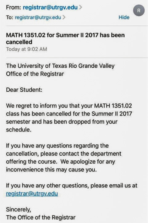 EL RRUN RRUN: UTRGV STUDENTS GET CLASS CLOSURES WHILE IN CLASS